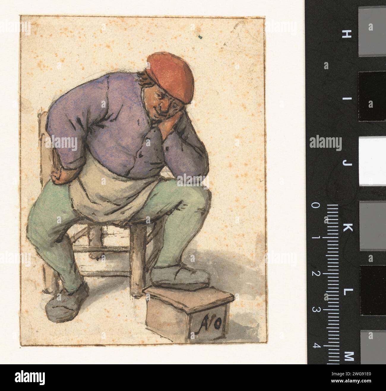 Seated Man, with his Left Foot on a Stove, Adriaen van Ostade, 1670 ...