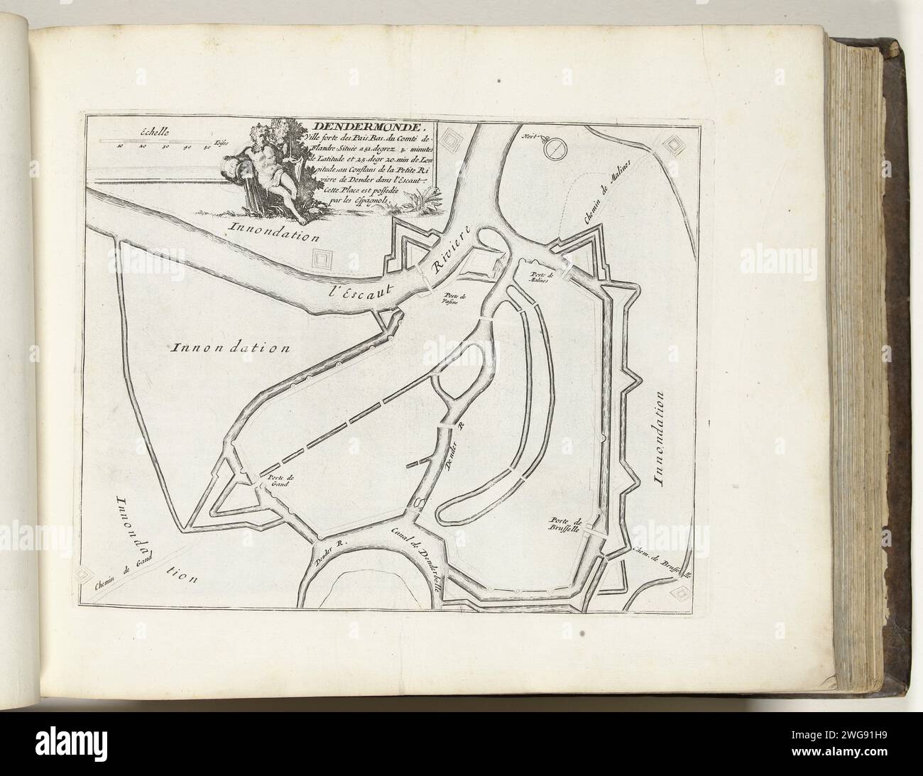 Map of Dendermonde, ca. 1693-1695, 1693 - 1695 print Map of the reinforcements for the Flemish ...