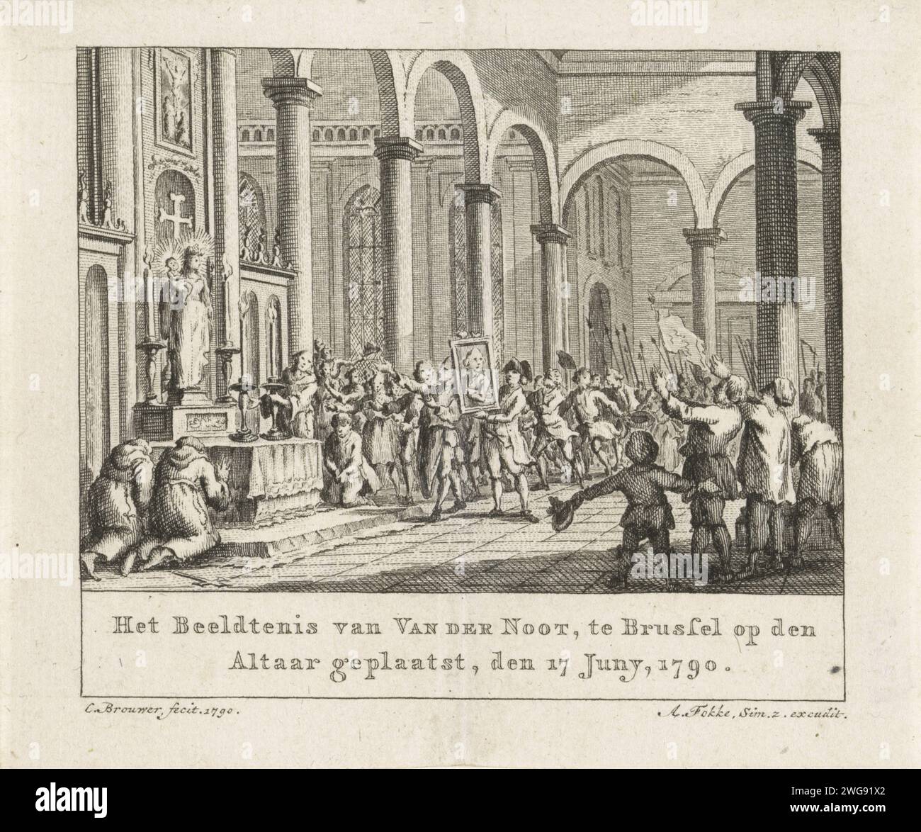 Portrait of Hendrik van der Noot placed on the altar, 1790, Cornelis ...