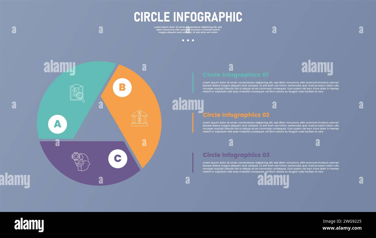 3 point circle infographic stage or step template with circular cycle ...