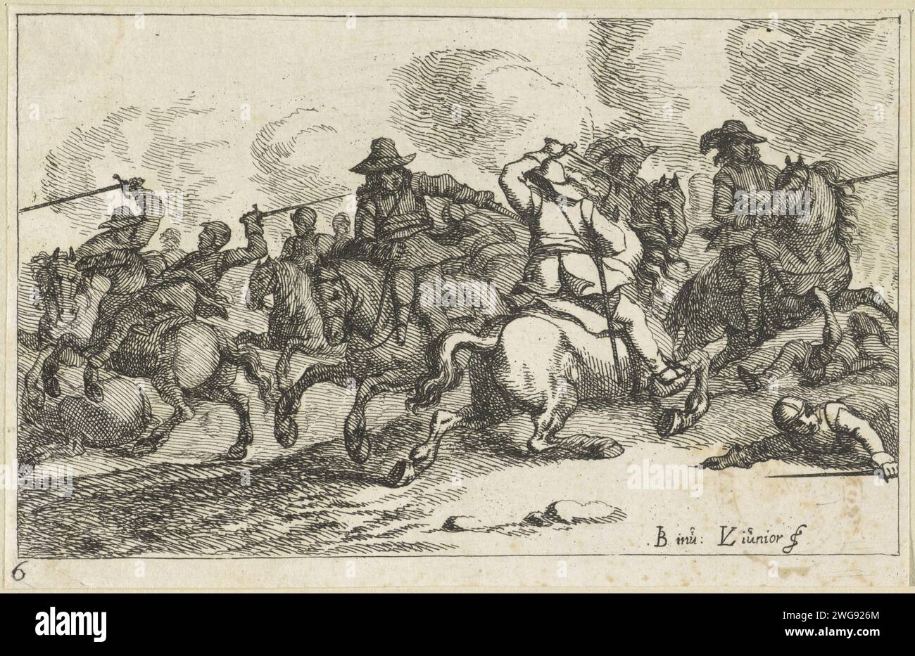 Riders with swords, Lucas Vorsterman (II), after Jacques Courtois le ...