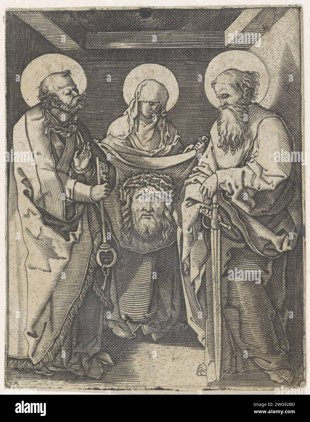 Holy Veronica with sweat cloth standing between saints Peter and Paulus ...