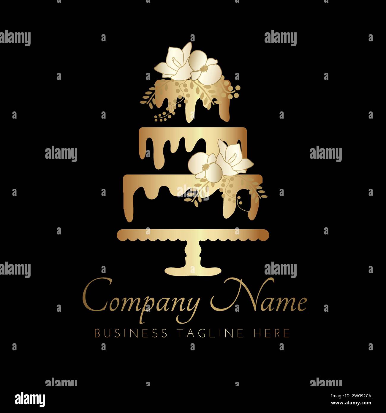 Abstract Cake Logo Design with Frosting and Floral Decoration Stock ...