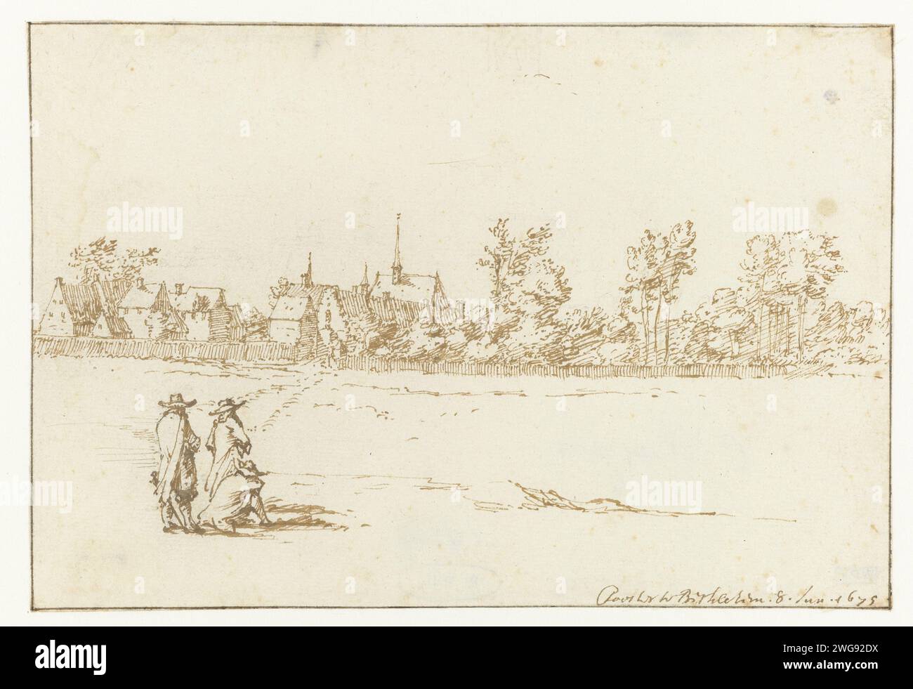 Monastery Bethlehem, Constantijn Huygens (II), 1675 drawing paper. ink ...