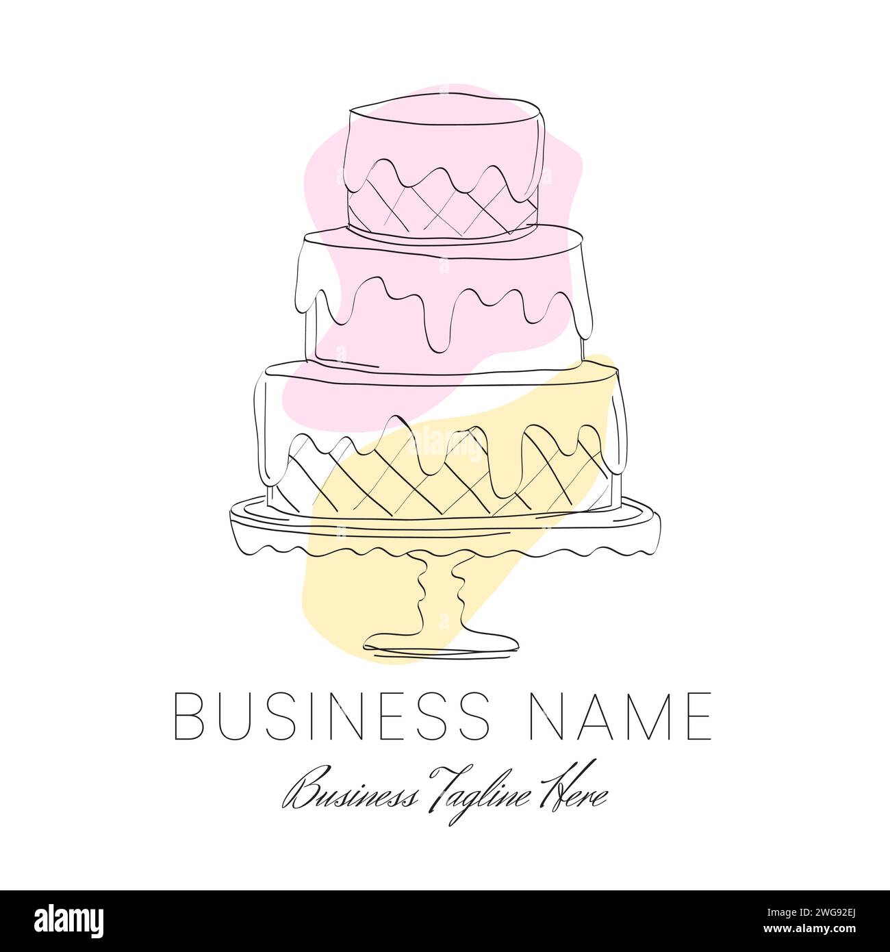 Abstract Cake Logo Design in Yellow and Orange color and Draft Style ...