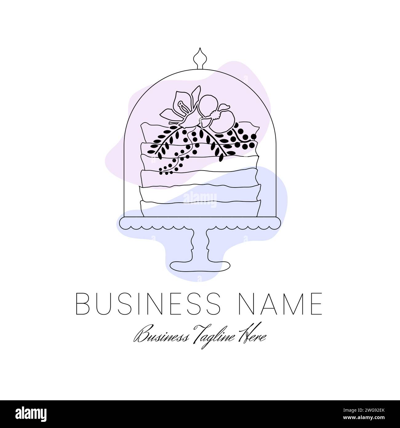 Purple Cake Logo for Bakery in Abstract Geometric Style Stock Vector ...