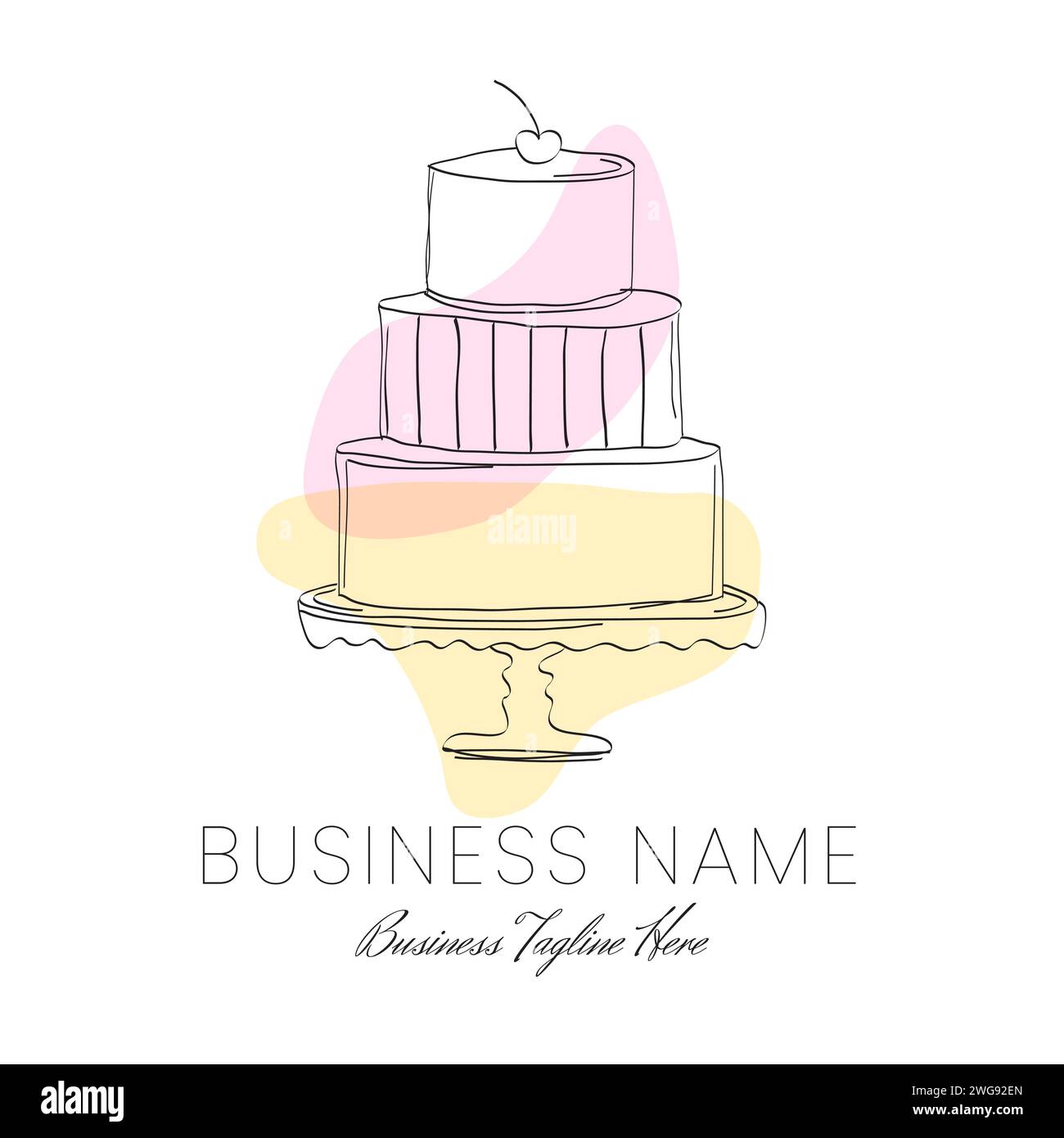 Abstract Cake Logo Design in Yellow and Orange color and Draft Style ...