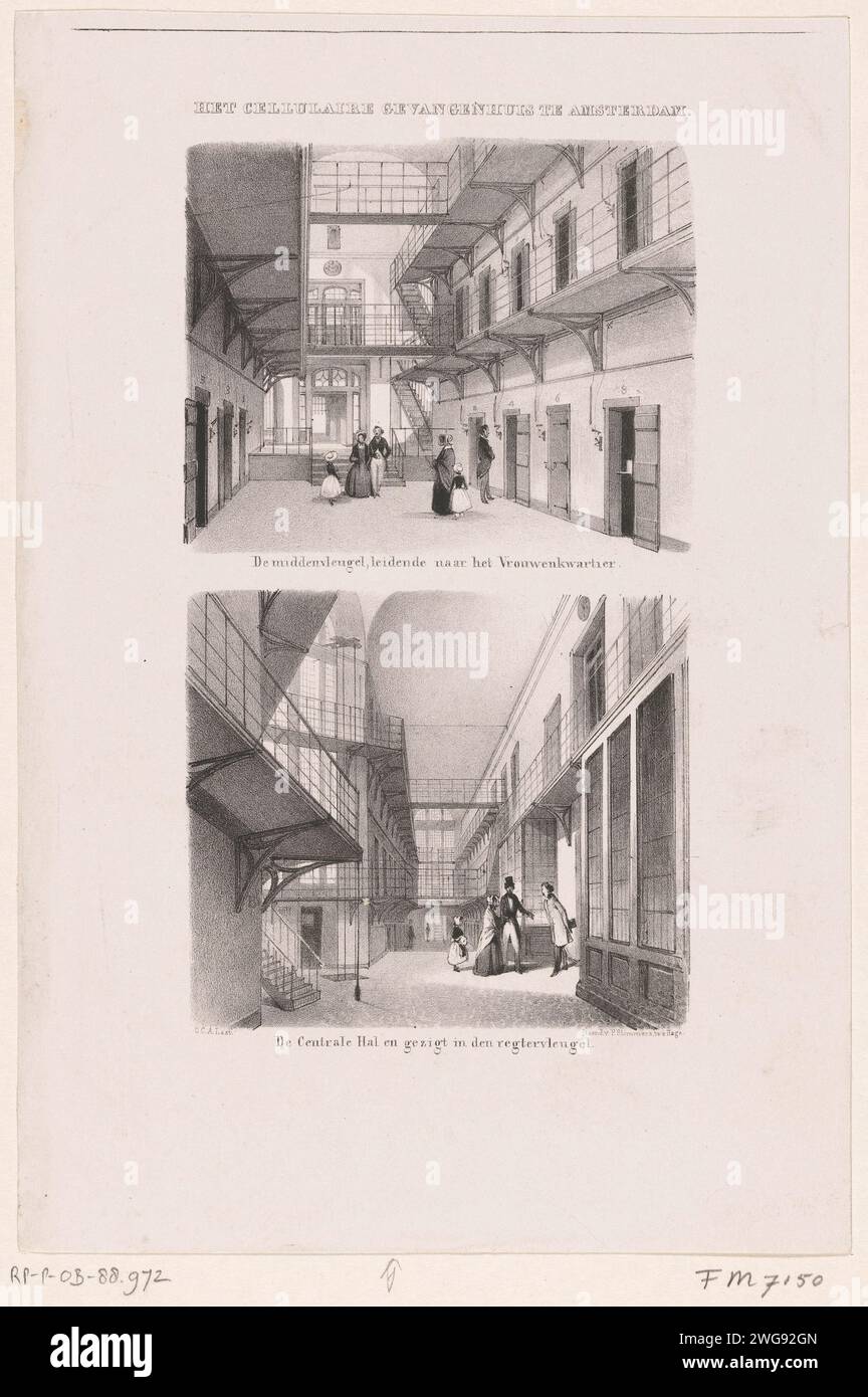 Prison on the Weteringschans in Amsterdam, 1848, 1847 - 1848 print Two ...