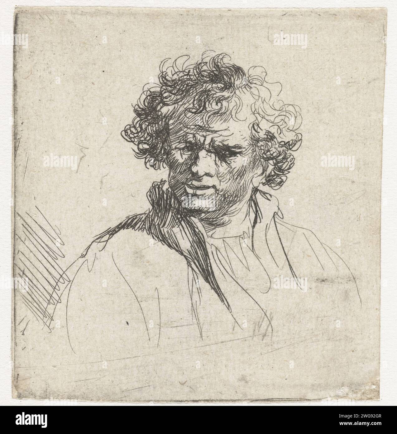 Bust of man with left face, Ferdinand Bol (Possible), 1630 - 1680 print ...