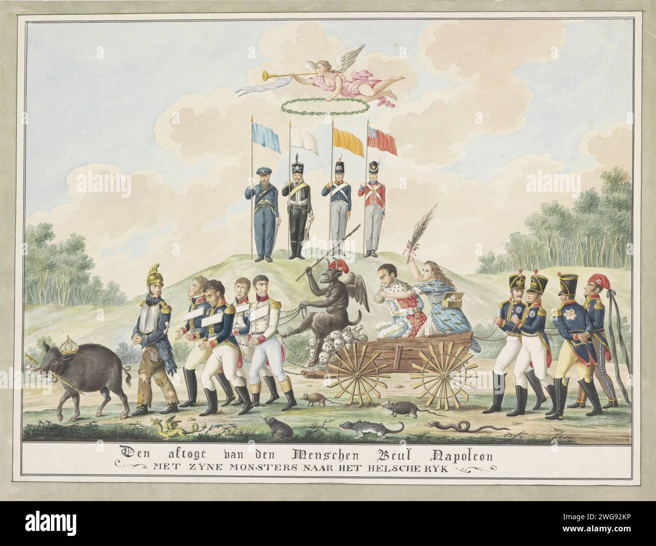 Cartoon on Napoleon's exile to Elba, 1814, Wijnand Esser (attributed to ...