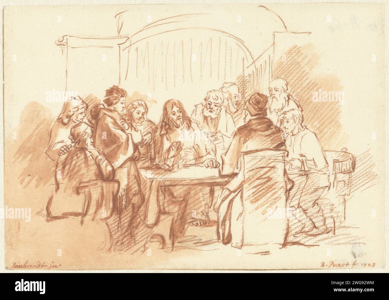 Christ with the disciples at the table, Bernard Picart, After Rembrandt ...