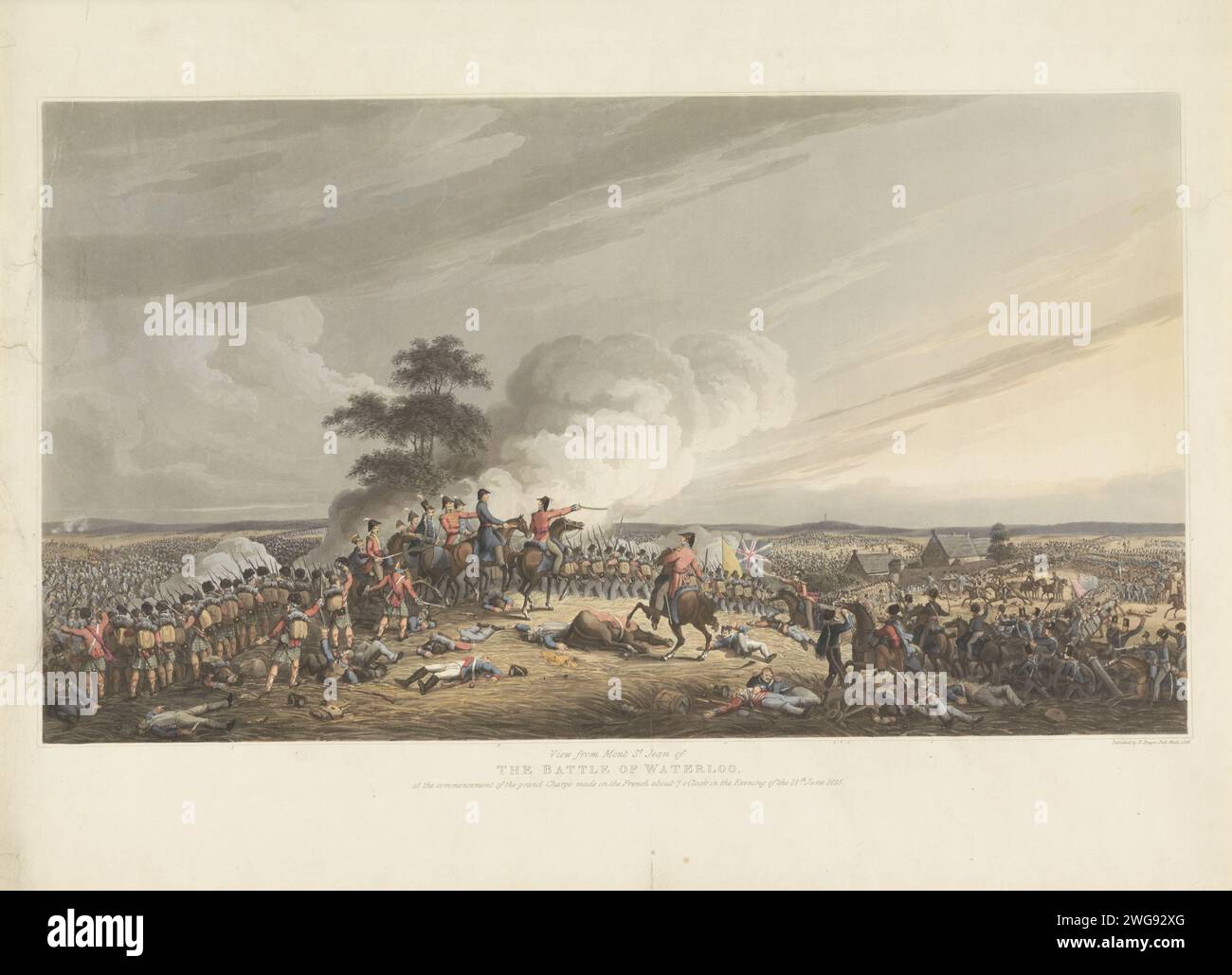 Battle of Waterloo, 1815, Anonymous, 1816 print The moment of the Great ...