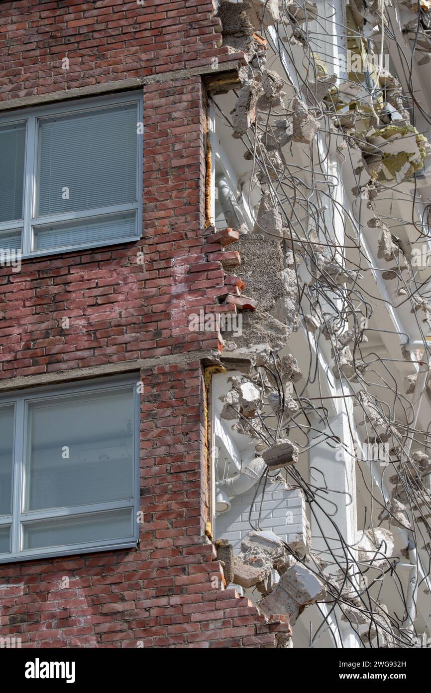 Closeup of a building being demolished Stock Photo - Alamy