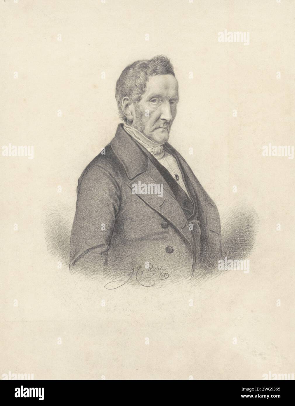 Portrait of a man, to the right, Jan Cornelis van Rossum, 1849 drawing ...