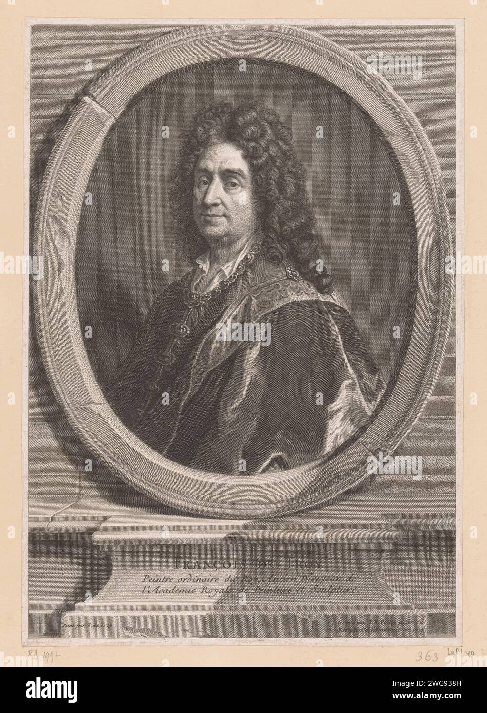 Portret van François de Troy, Jean Baptiste de Poilly, After François ...