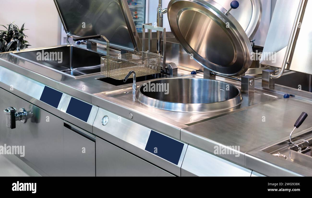 Commercial kitchen equipment for fast food restaurants. Production of ...