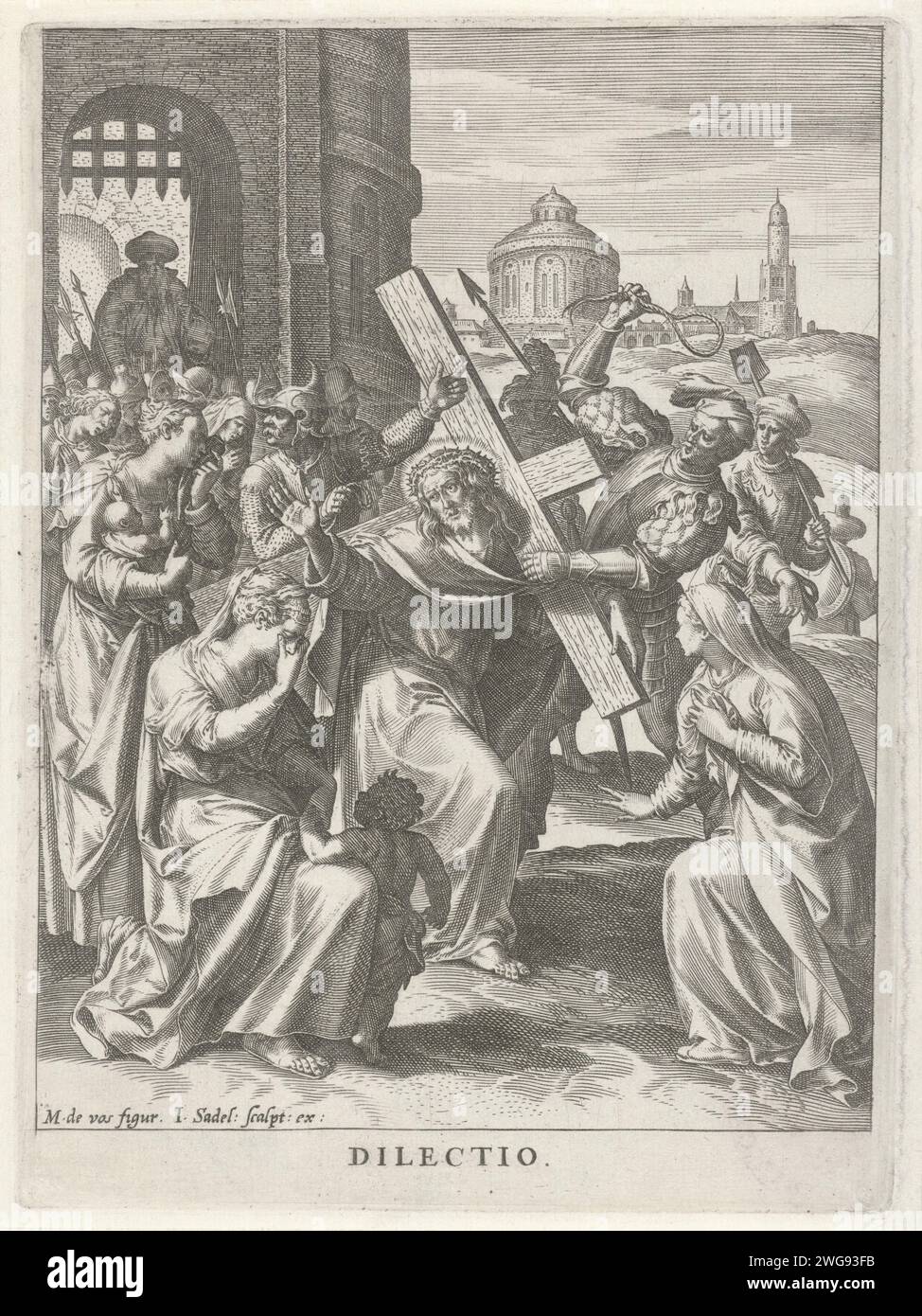 Crossing: Love, Johann Sadeler (I), After Maerten de Vos, 1585 - 1588 print Christ with the ...