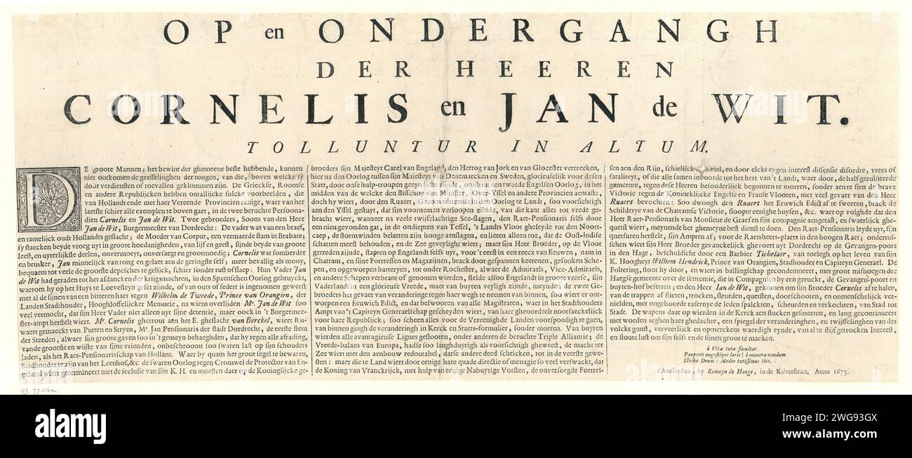 Text sheet at the print Witten Wonder Spiegel from 1675, Romeyn de ...