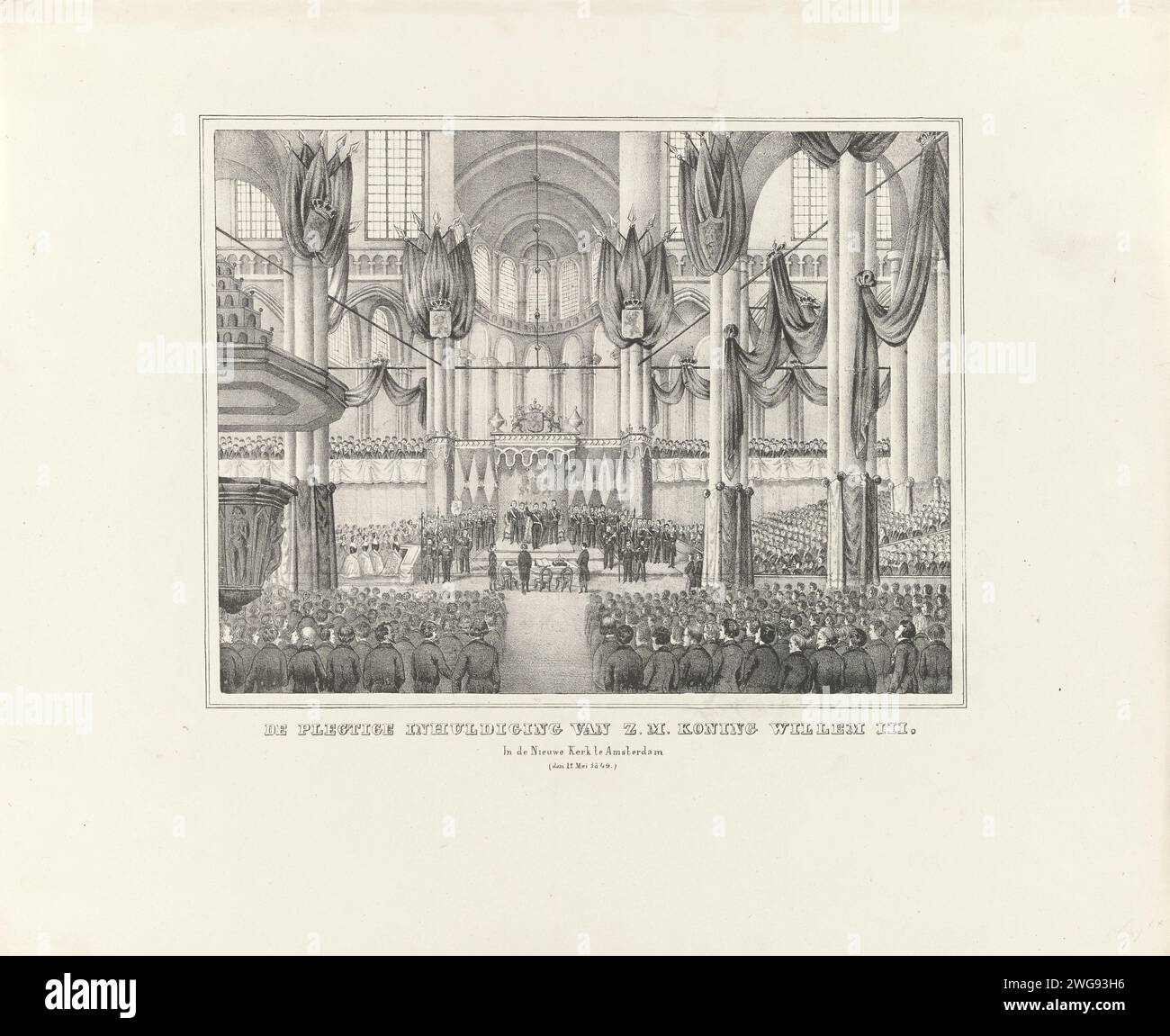 The perpetuous inauguration of Z.M. Koning William III, in the Nieuwe ...