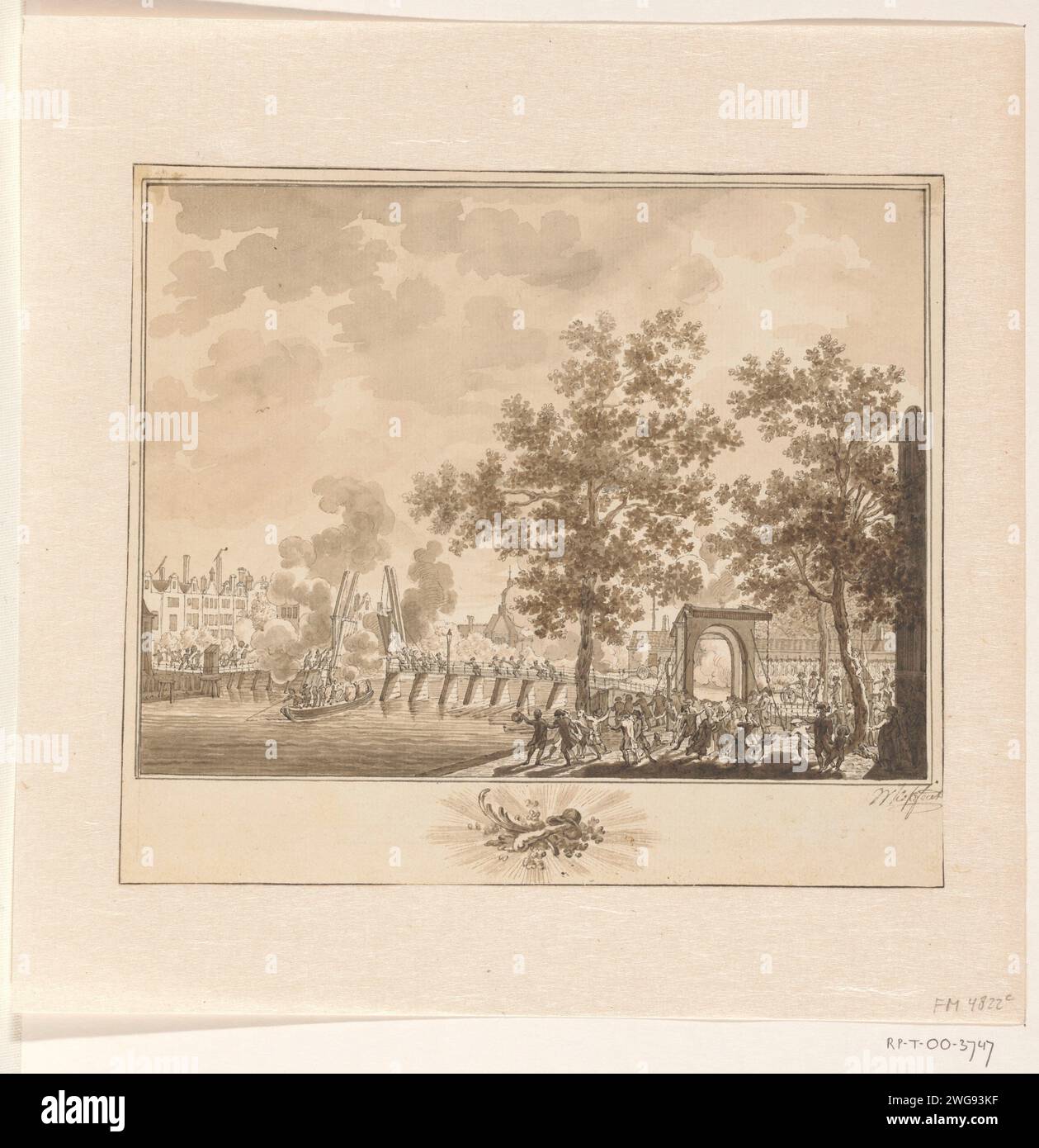 Conquest of the Kattenburgerbrug, 1787, Willem Kok, 1787 drawing The ...