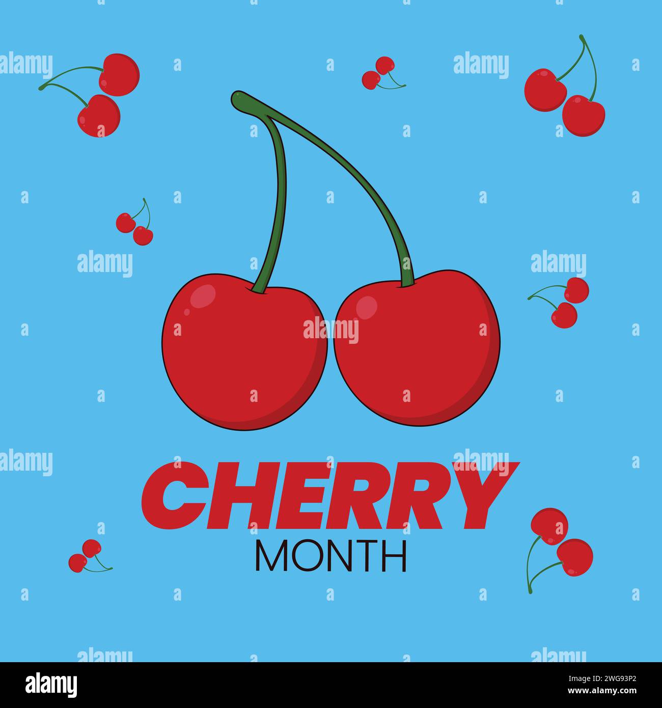 Cherry Month Vector Icon National Cherry month Illustration Stock ...