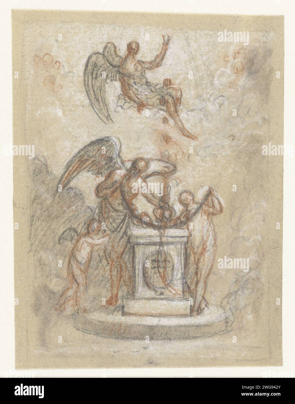 Allegorical representation with the time and other figures around ...