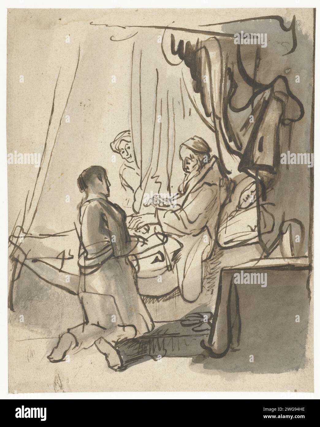 Isaac blessing Jacob, Anonymous, After Carel Fabritius, 1640 drawing ...