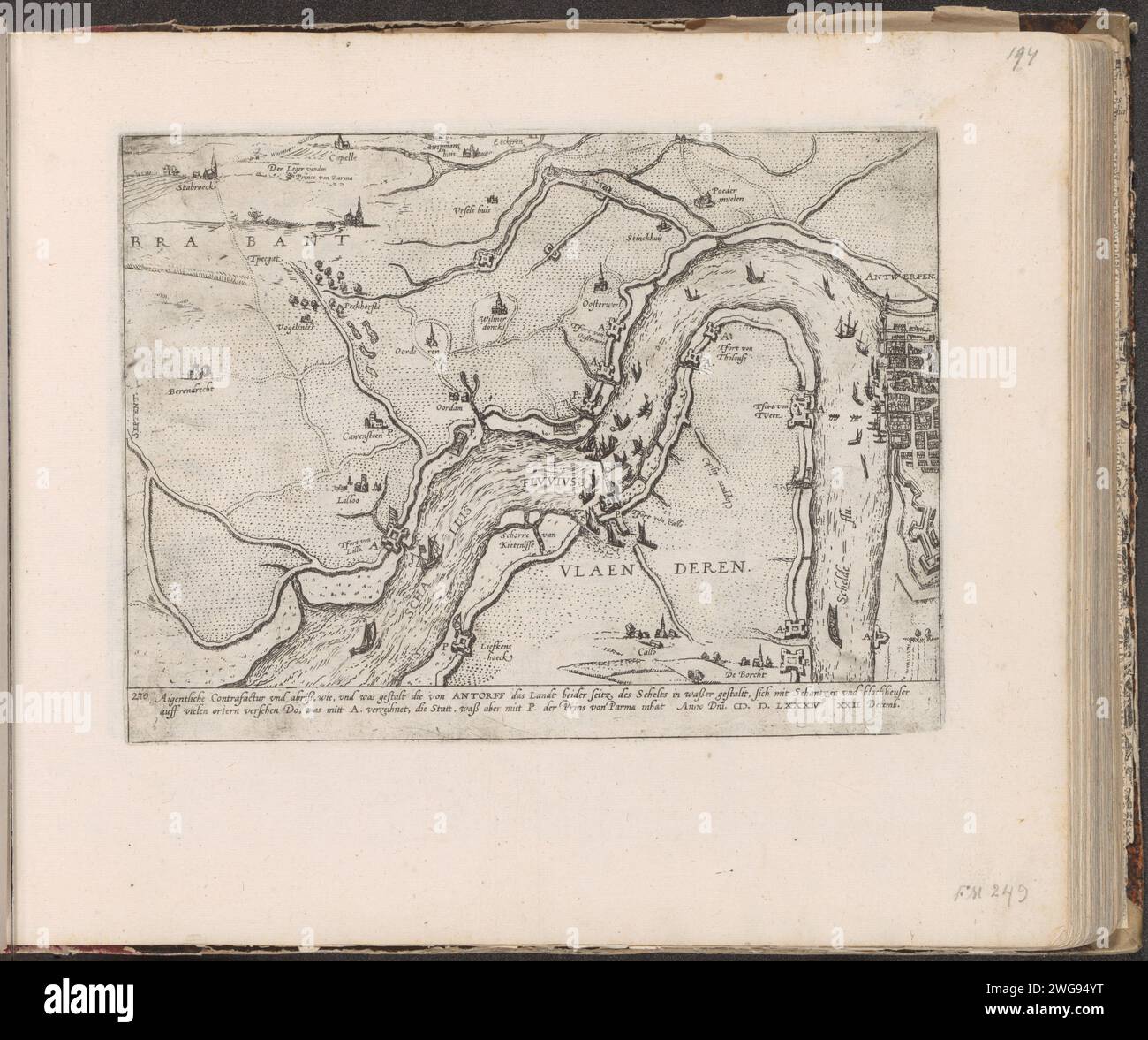 Map of the fortifications along the Scheldt, 1584, 1587 - c. 1591 print ...