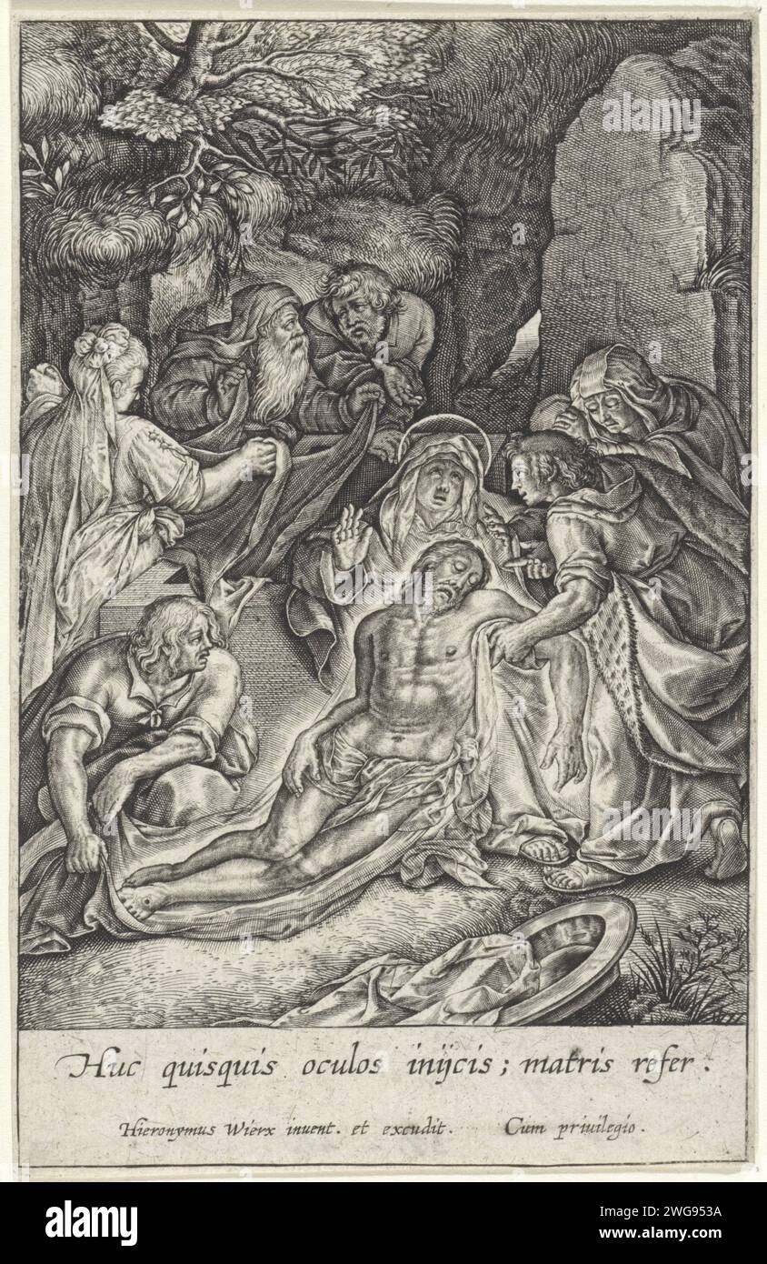 Graflegging van Christus, anonymous, after Hieronymus Wierix, after Otto van Veen, after 1619 ...