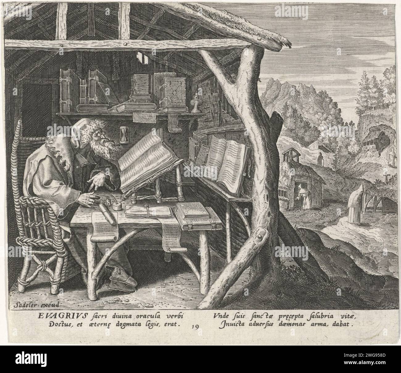 Evagrius Ponticus as a recluse, Johann Sadeler (I), After Maerten de ...