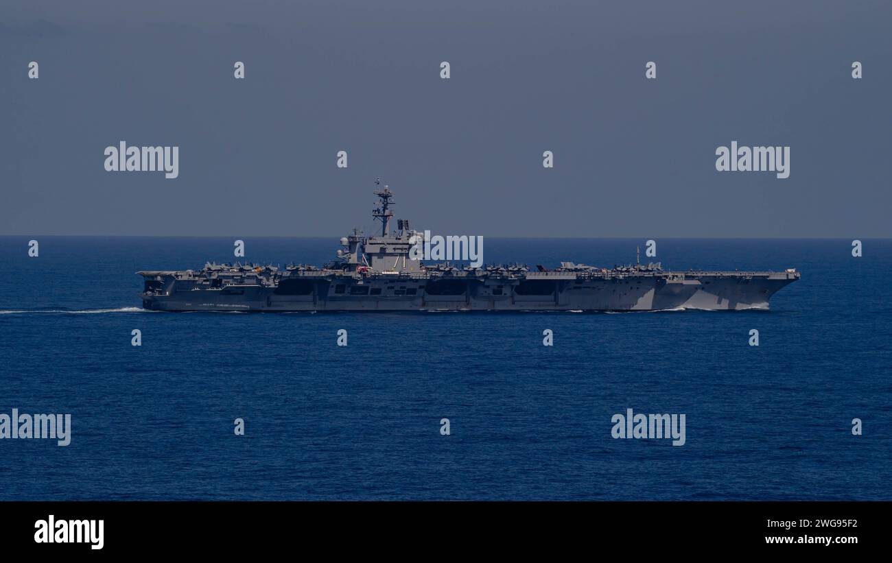 PHILIPPINE SEA (Feb. 1, 2024) The Nimitz-class aircraft carrier USS Theodore Roosevelt (CVN 71 ...