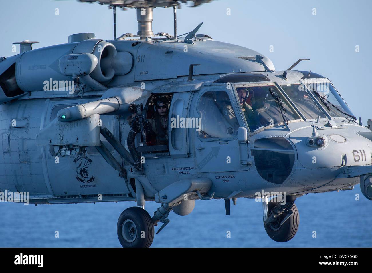 PHILIPPINE SEA (Jan. 31, 2024) An MH-60S Seahawk assigned to the "Eight ...