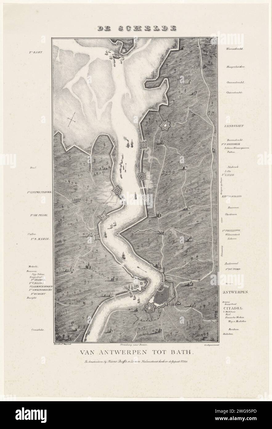 Loop from the Scheldt from Fort Bath to Antwerp, 1832, Willem Charles ...