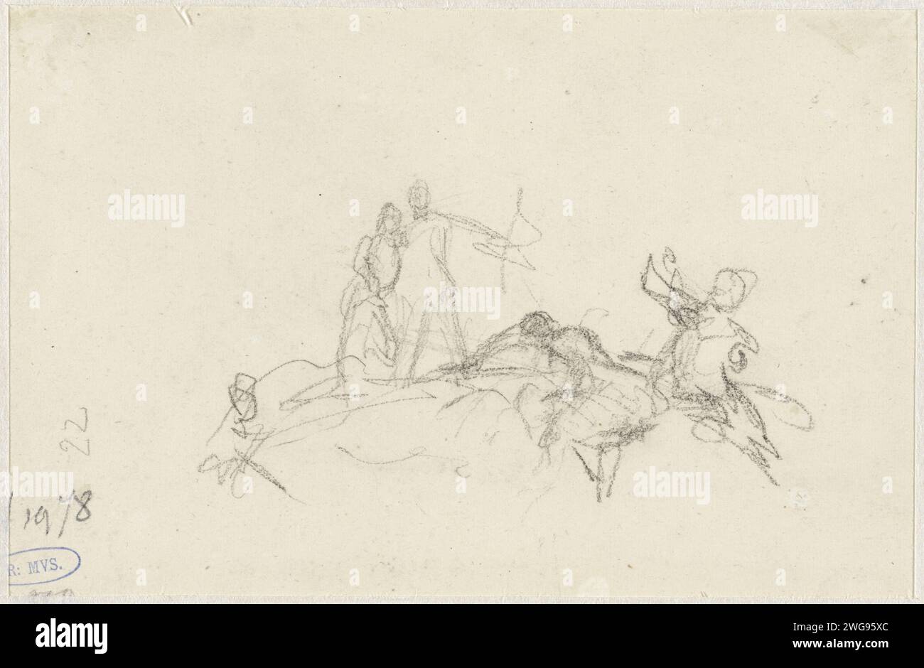 Sketch of a few figures, Johan Daniël Koelman, 1841 - 1857 drawing ...