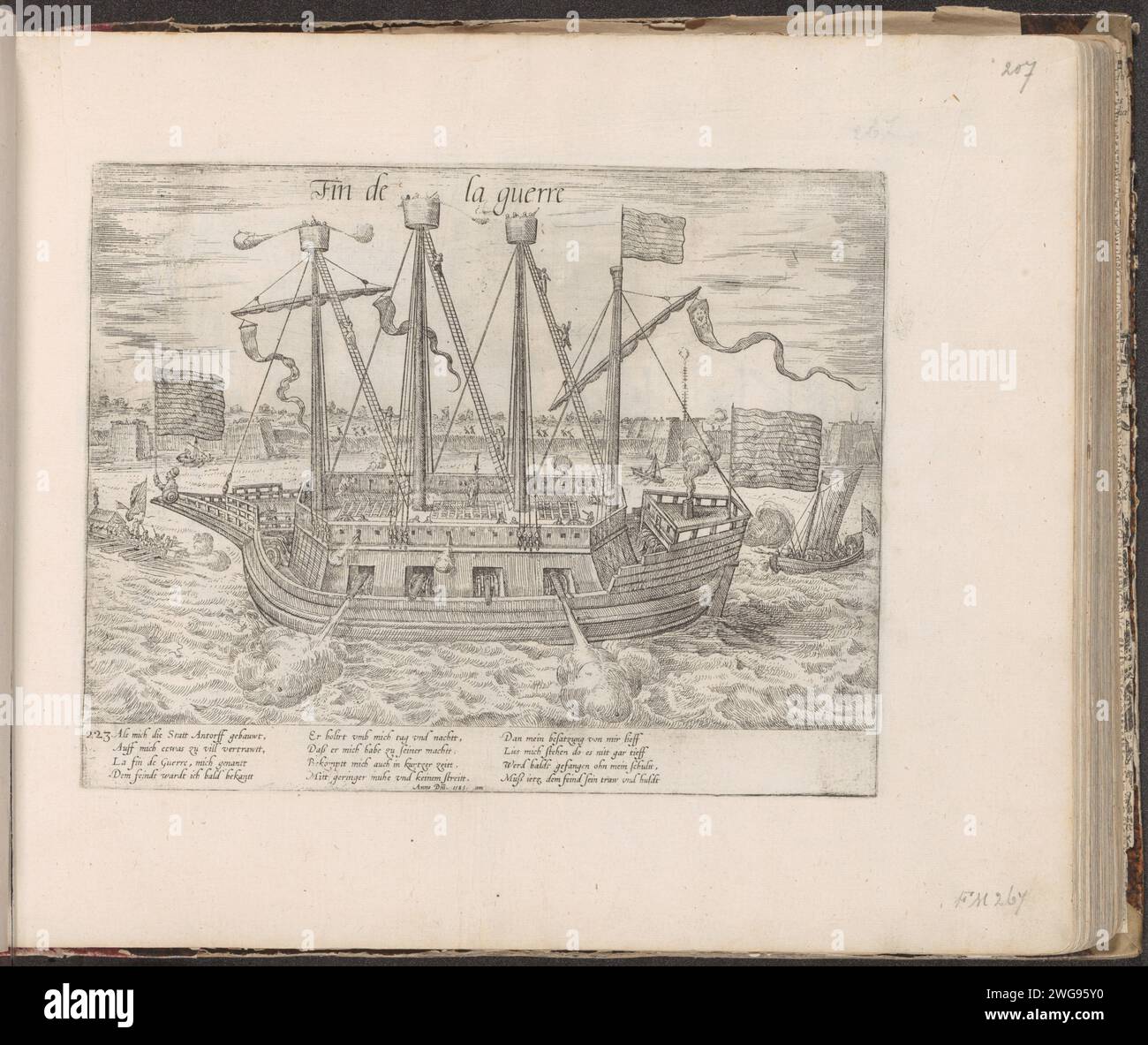 The ship Fin de la Guerre, 1585, 1587 - c. 1591 print The huge ship ...
