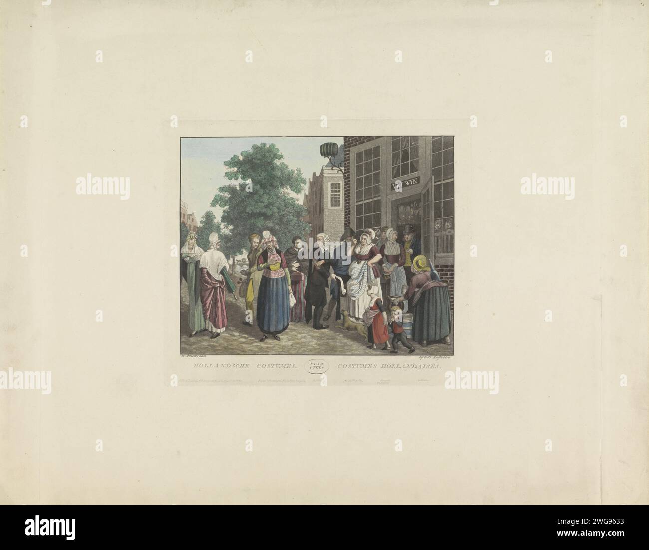 Twelve people in traditional costumes of various cities, ca. 1820-1830 ...