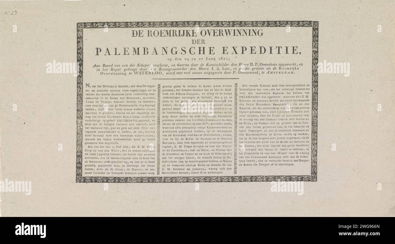Explanation at the print of the victory over Palembang, 1821, J ...