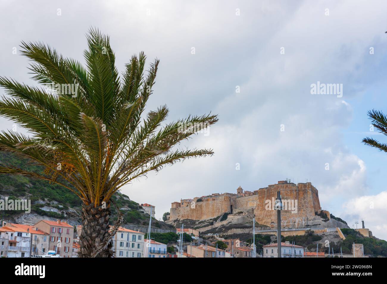 Bonifacio town, medieval citadel in Corsica Island, France Stock Photo ...