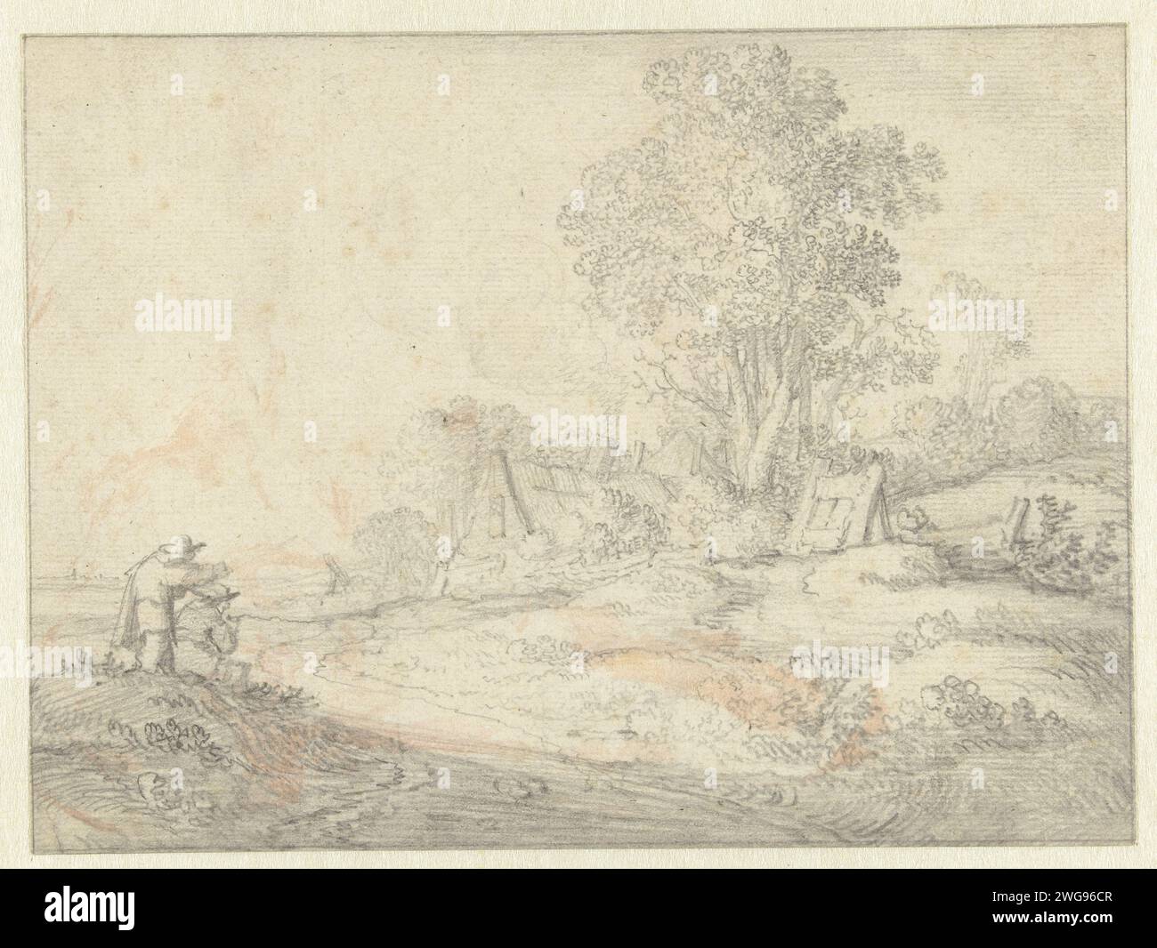 Farm under Trees, Pieter de Molijn, 1650 - 1660 drawing Farm under tall ...