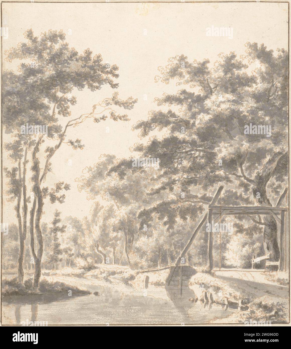 Beboost Dutch Landscape with drawbridge, Frederik de Moucheron, 1643 ...