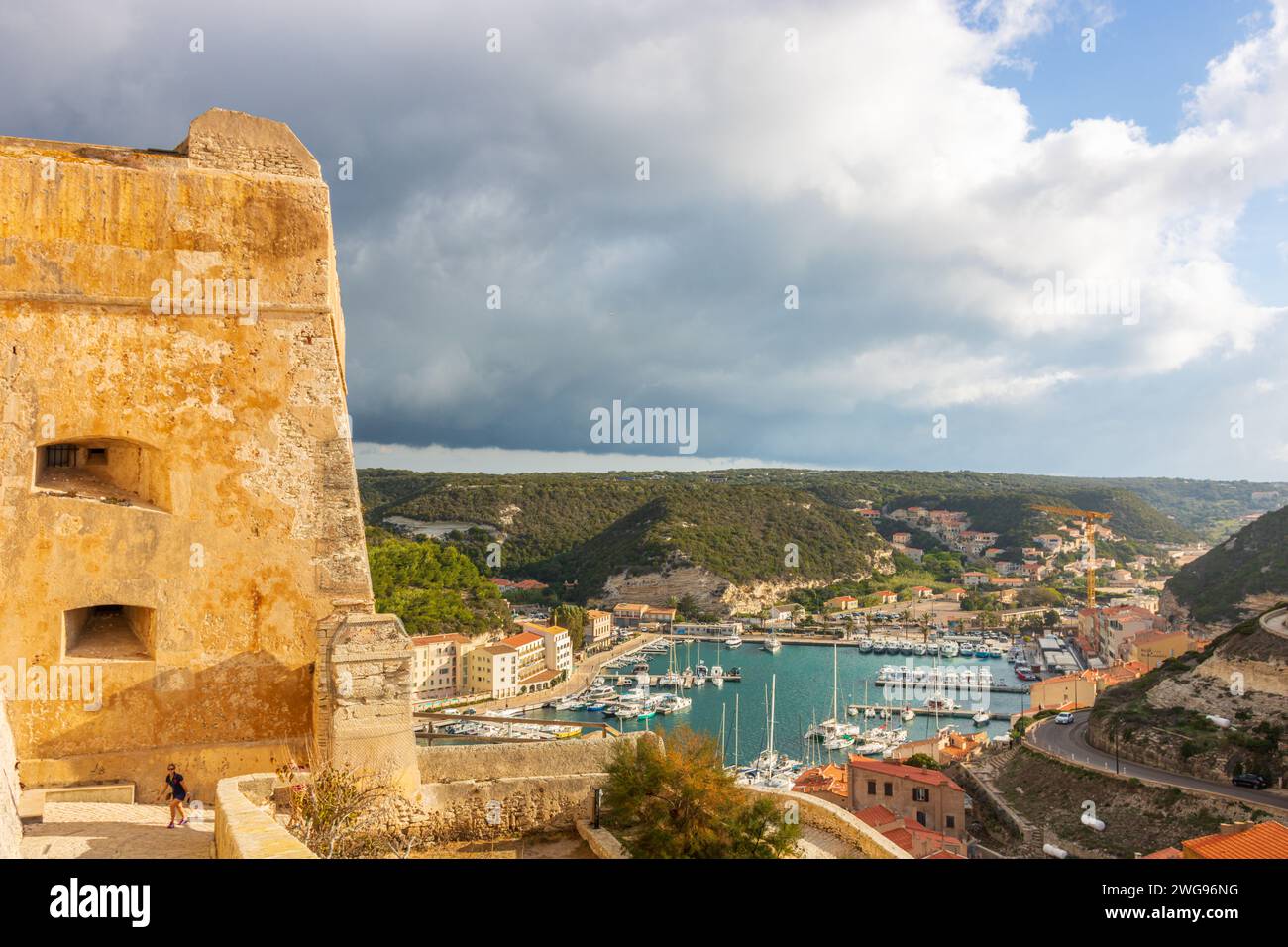 Bonifacio town, medieval citadel in Corsica Island, France Stock Photo ...