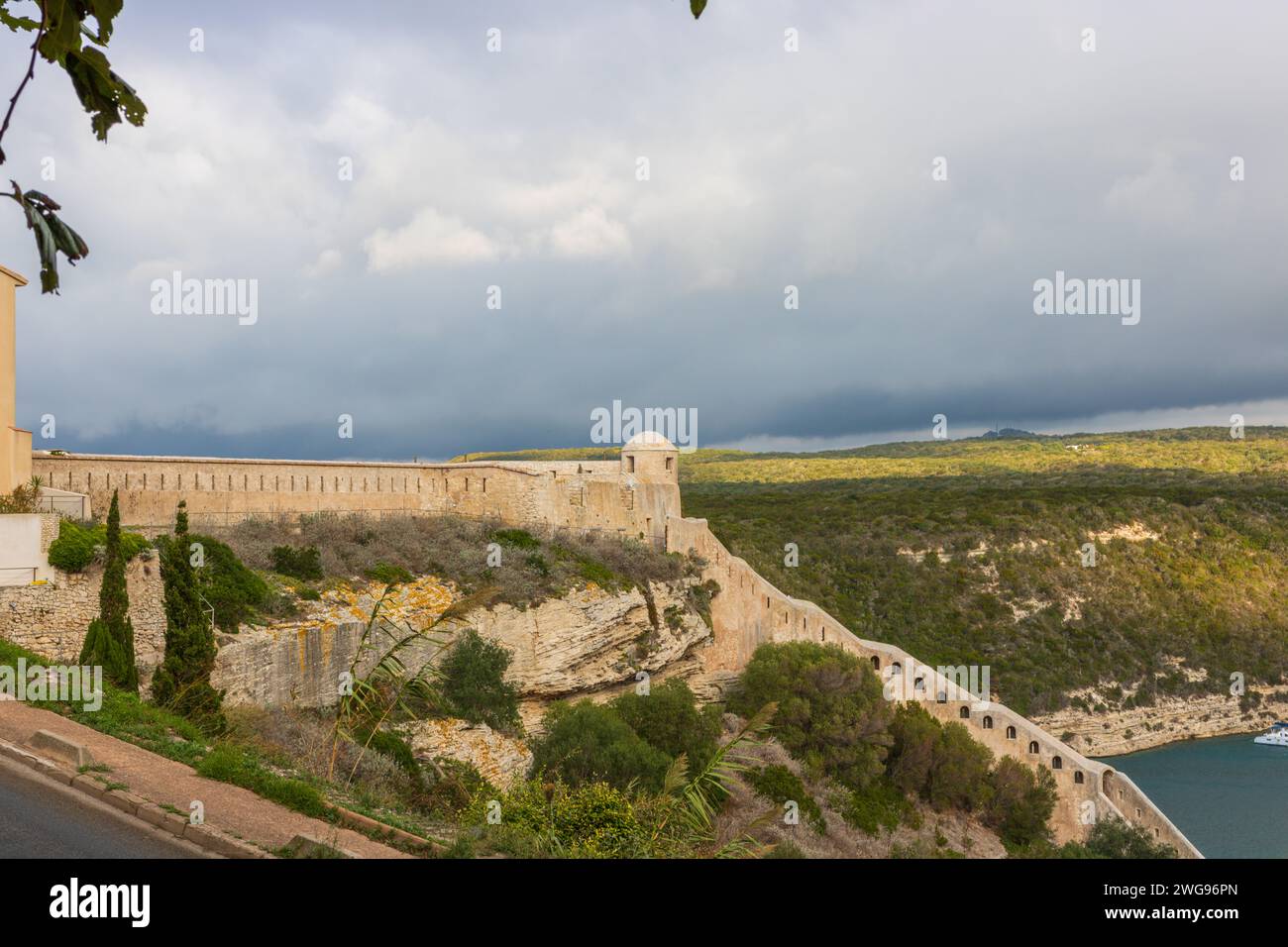 Bonifacio town, medieval citadel in Corsica Island, France Stock Photo ...
