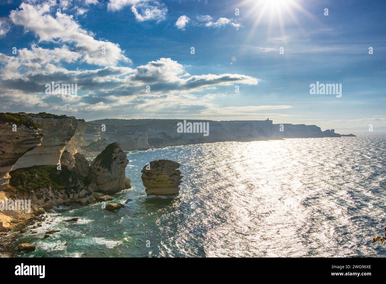 Bonifacio town, medieval citadel in Corsica Island, France Stock Photo ...