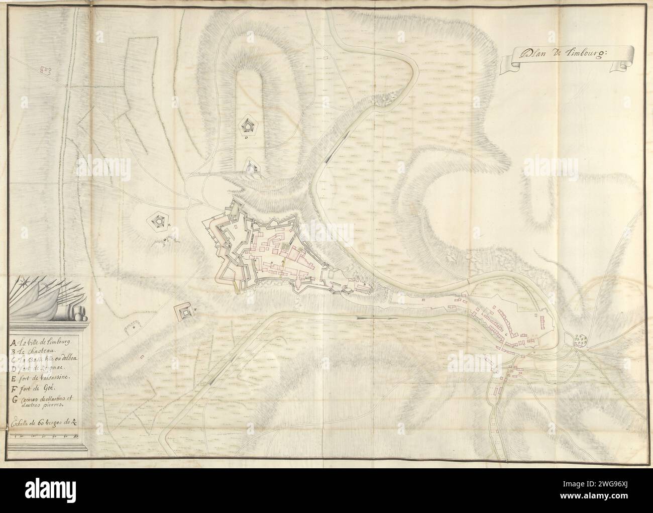 Map of the city of Limbourg, ca. 1701-1715, 1701 - 1715 drawing Map of ...