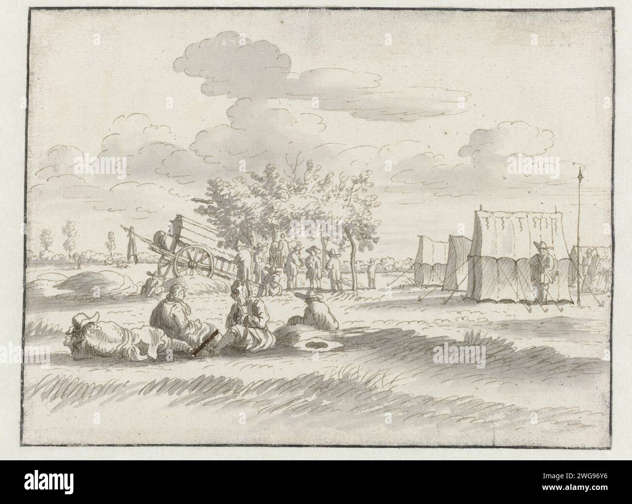 View of an Encampment of the Army of Willem III near Leuven, Josua de ...