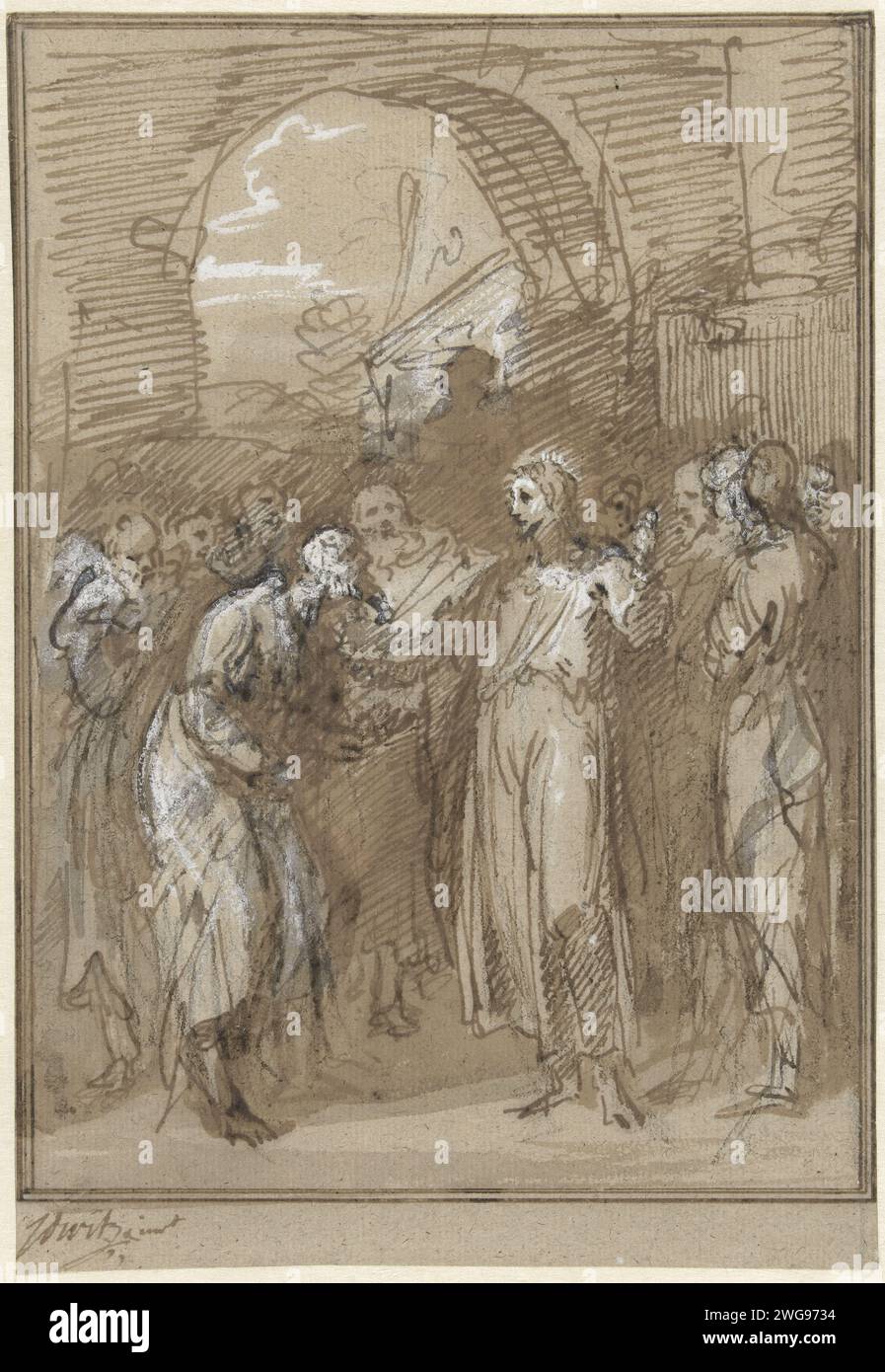 Christ in the midst of Pharisees for a gate, Jacob de Wit, 1705 - 1754 ...