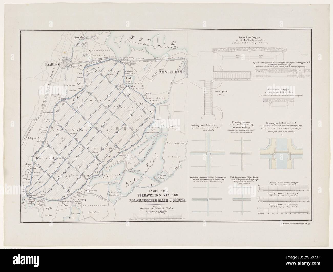 Map VIII. Allotment of the Haarlemmer Meer Polder, 1852 - 1861 print ...
