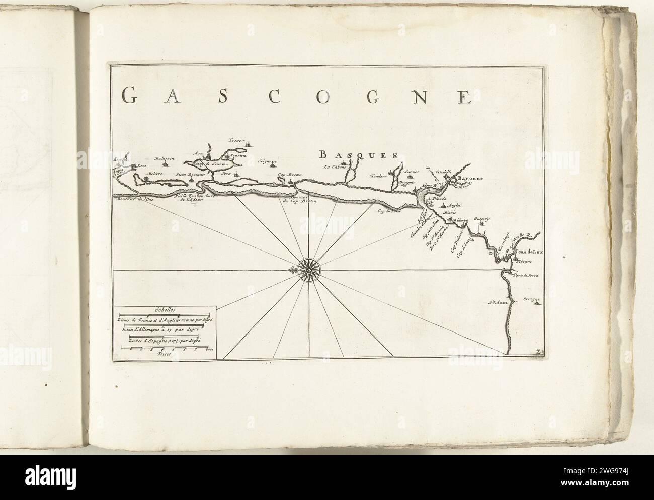 Map of the Gascogne coast near Bayonne, ca. 1702, 1702 - 1703 print Map ...