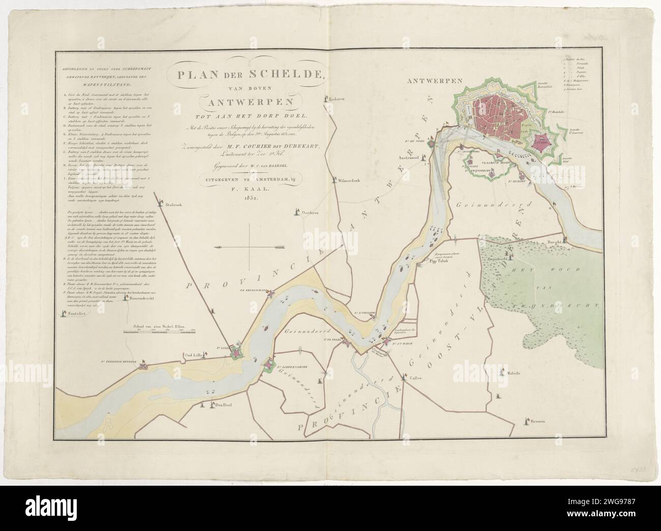 Map of the Scheldt with the positions of the Dutch War Ships, 1831 ...