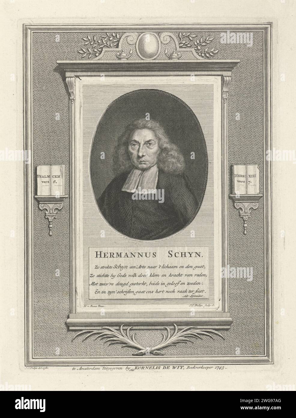 Portrait of the Baptist Pastor Herman Schijn, Jan Caspar Philips, After ...